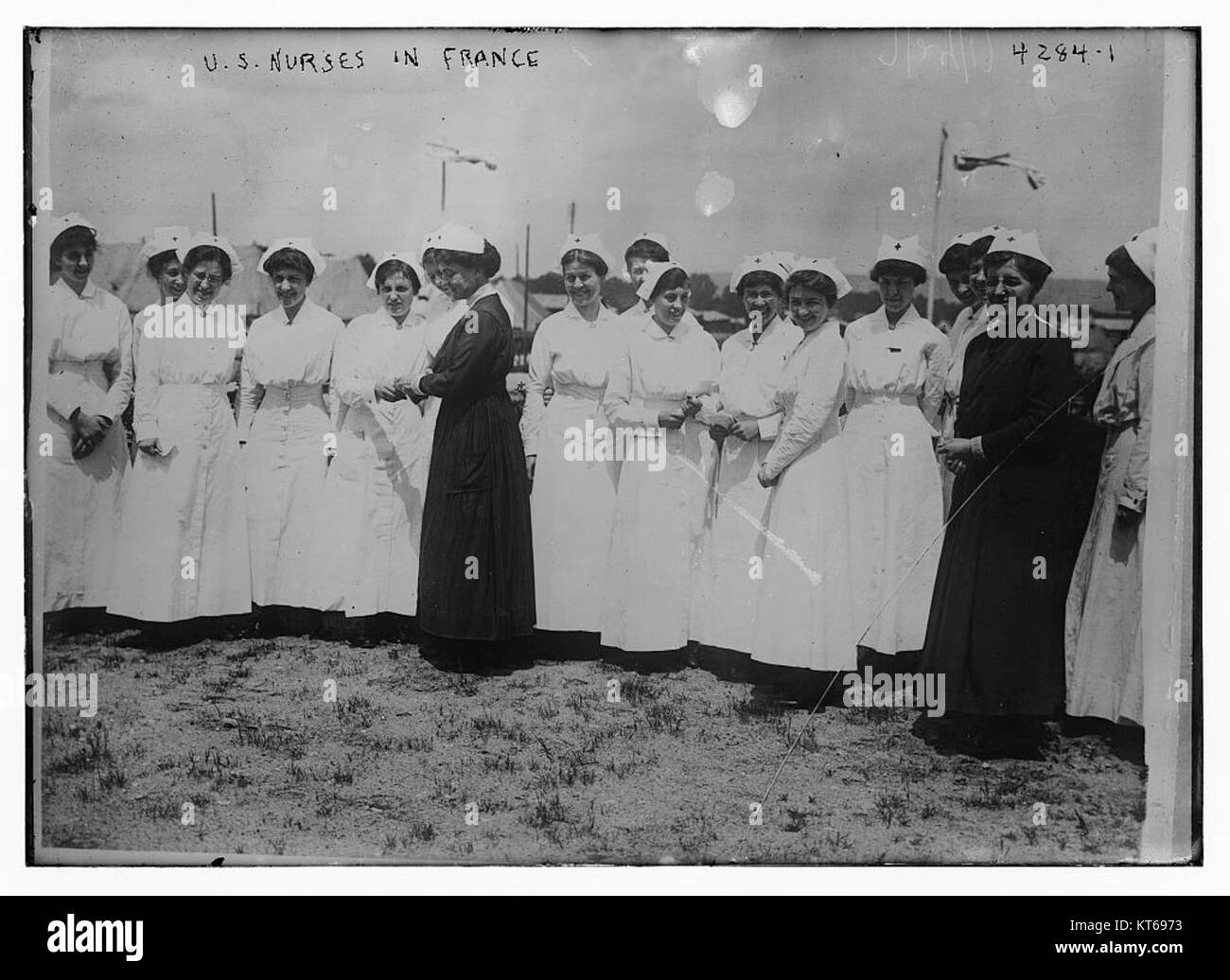 A historical photograph of U.S. nurses in France during World War I ...