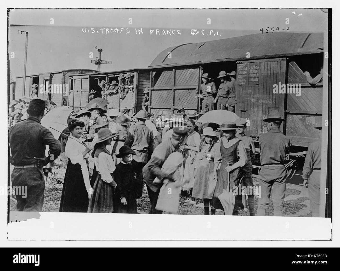 The image captures U.S. troops in France during World War I. The ...