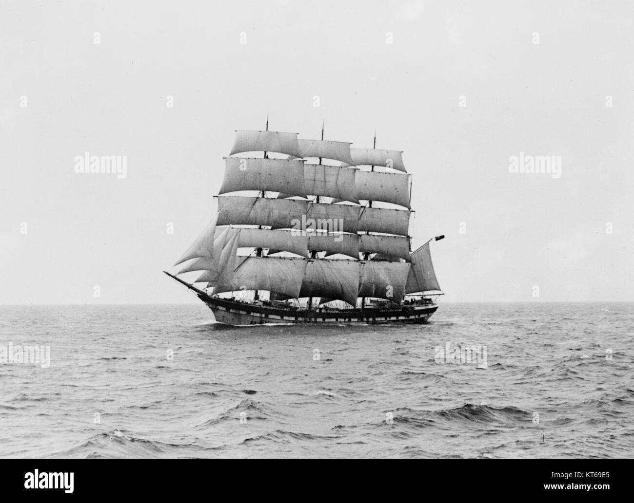 This image depicts an unknown sailing ship, with no specific ...