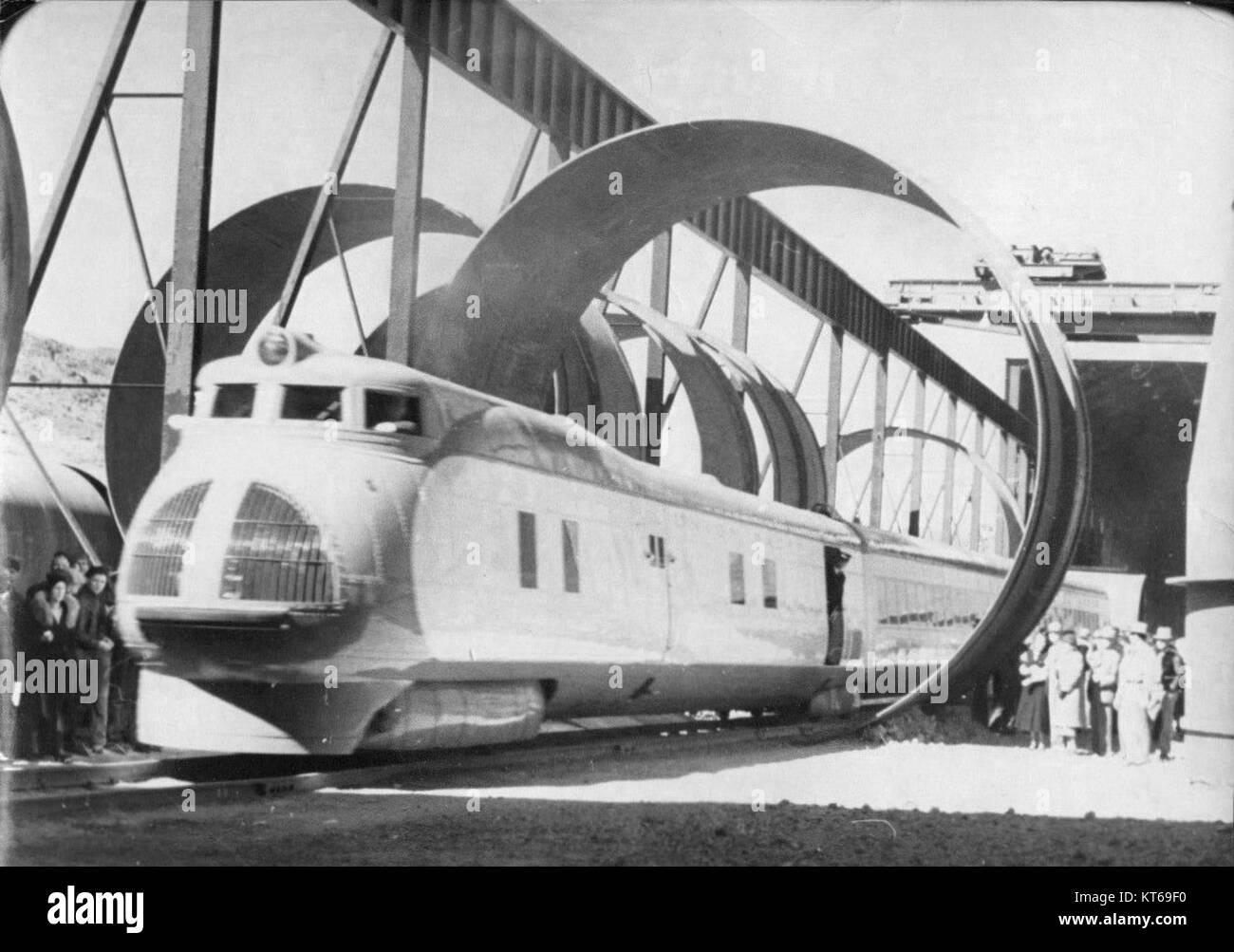The Union Pacific M-10000, a luxury streamlined train, is seen at ...