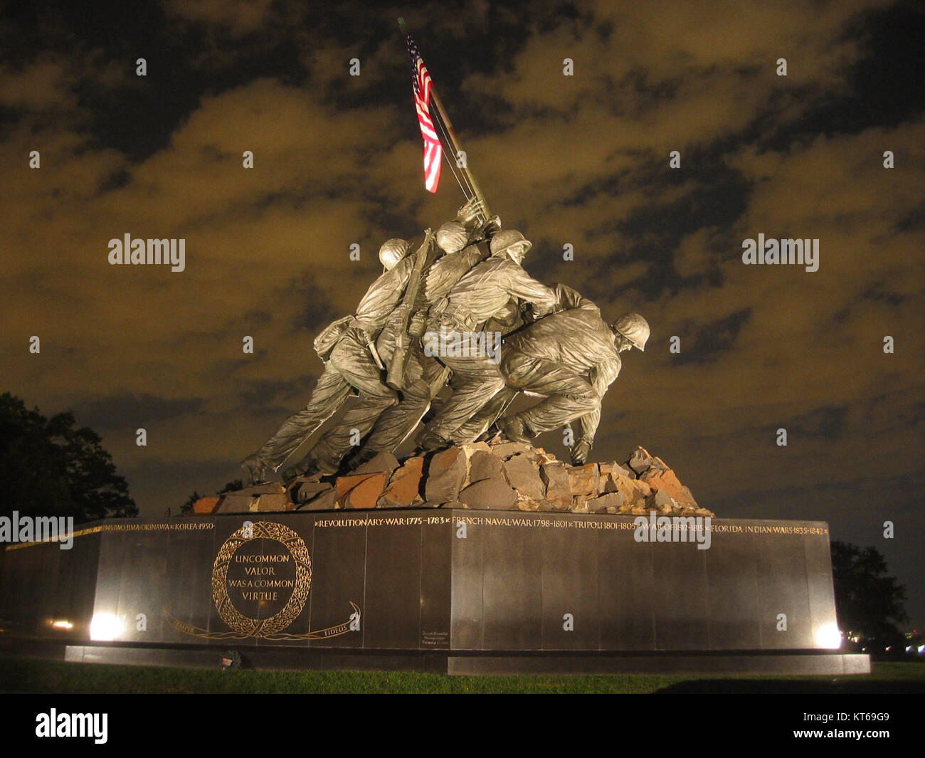 The USMC War Memorial, located in Washington D.C., is illuminated at ...
