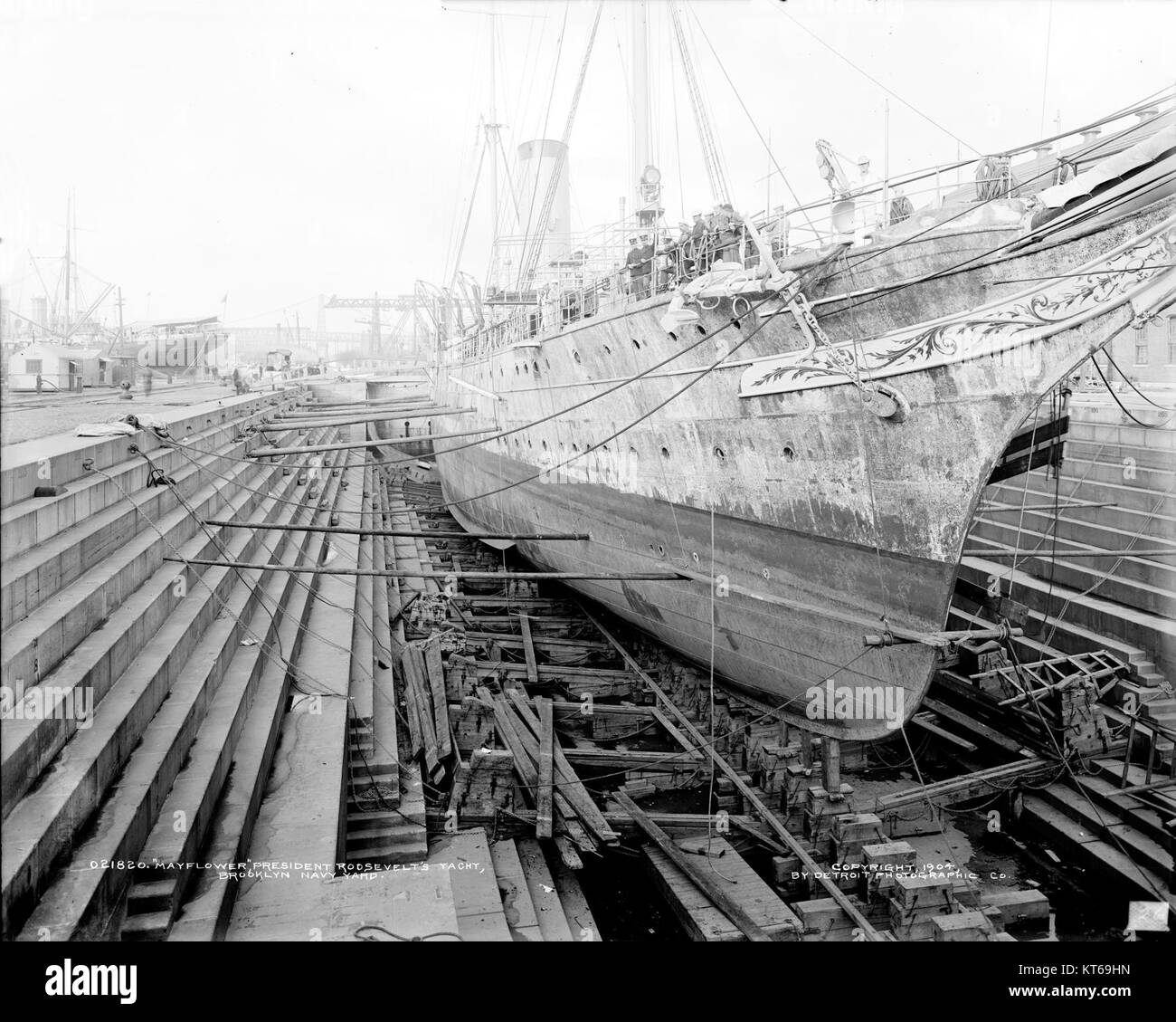 The USS Mayflower, a historic naval vessel, photographed at the Navy ...