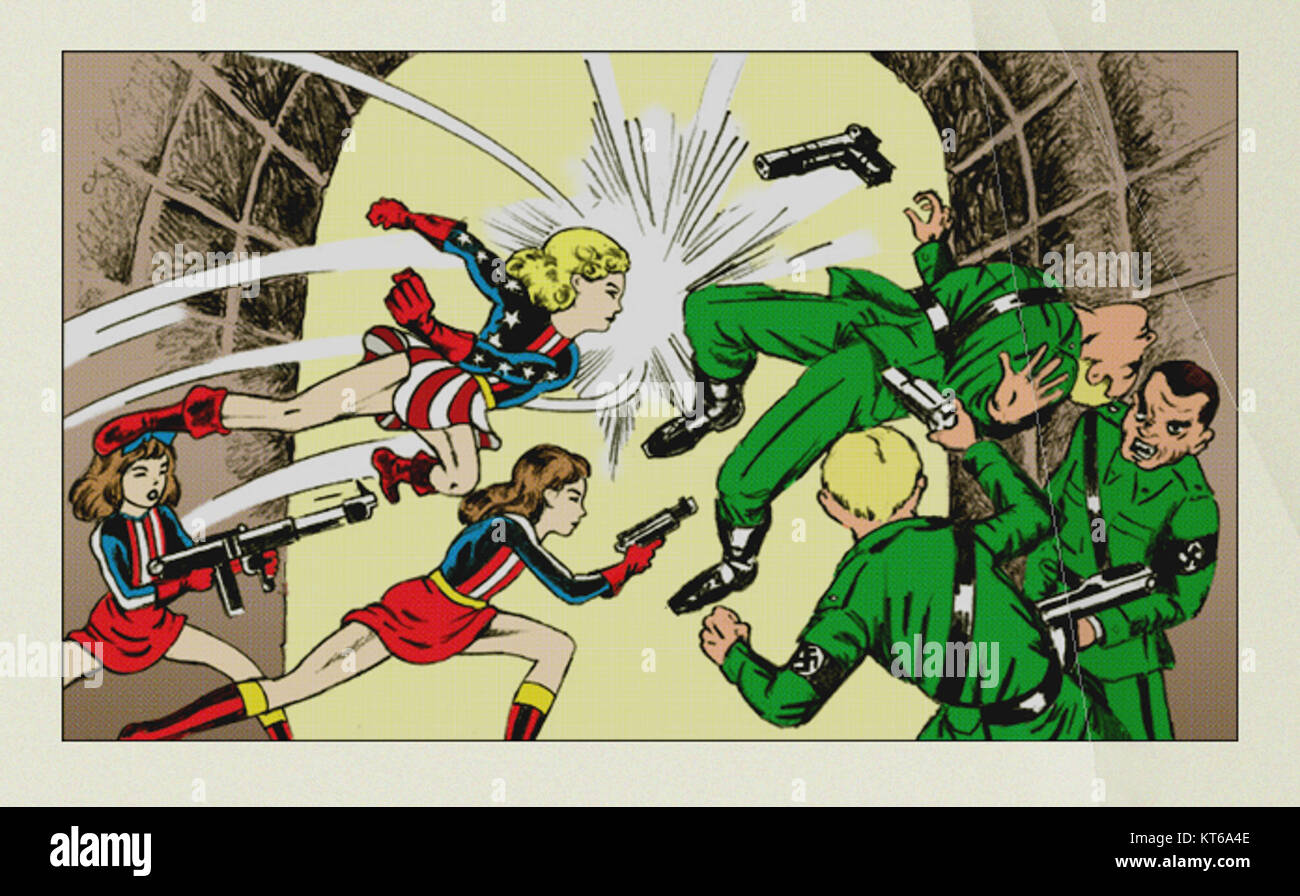 An old black-and-white photograph of the iconic 'Victory Girl,' a ...