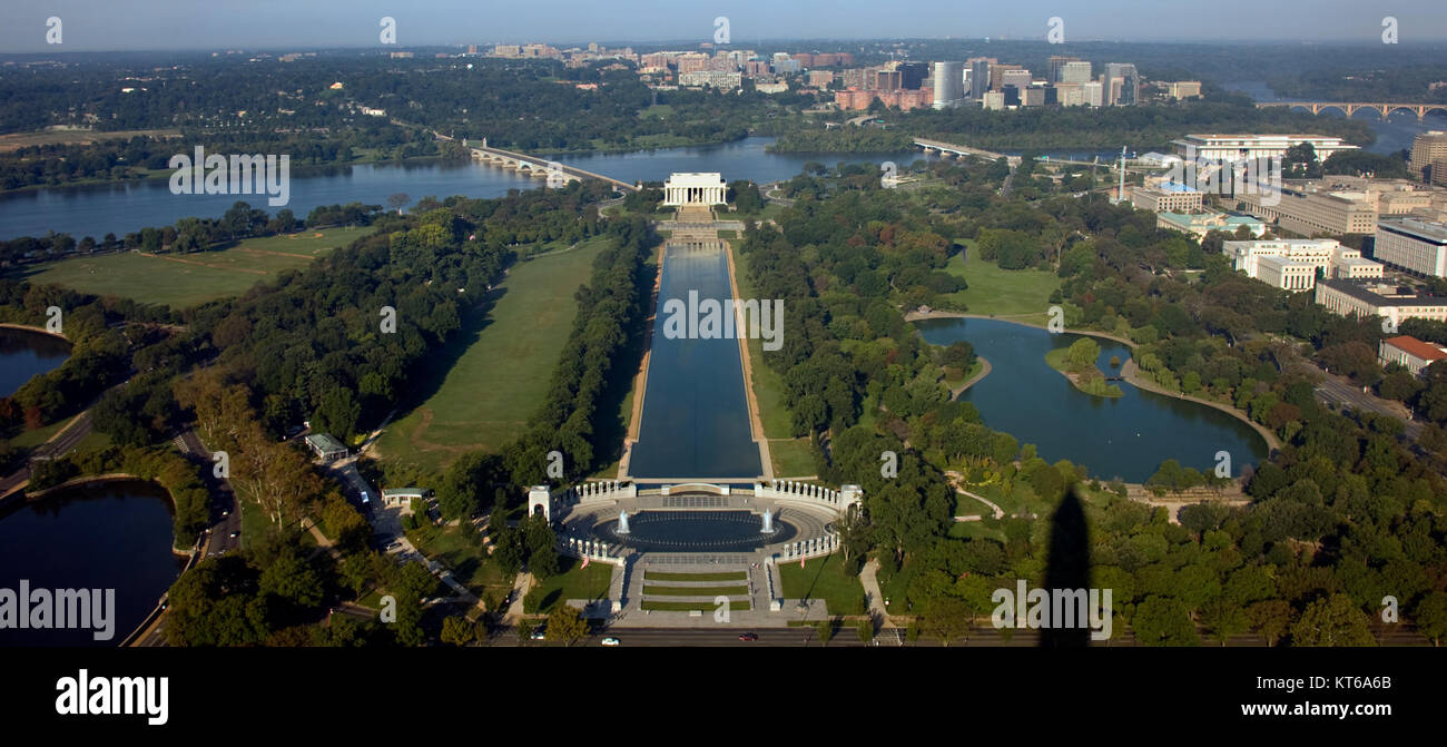 A view from the top of the Washington Monument, facing west, offering a ...