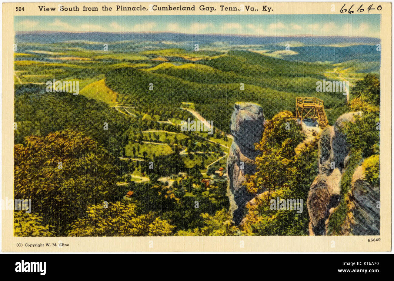 The photograph shows a panoramic view from the Pinnacle, located at the ...