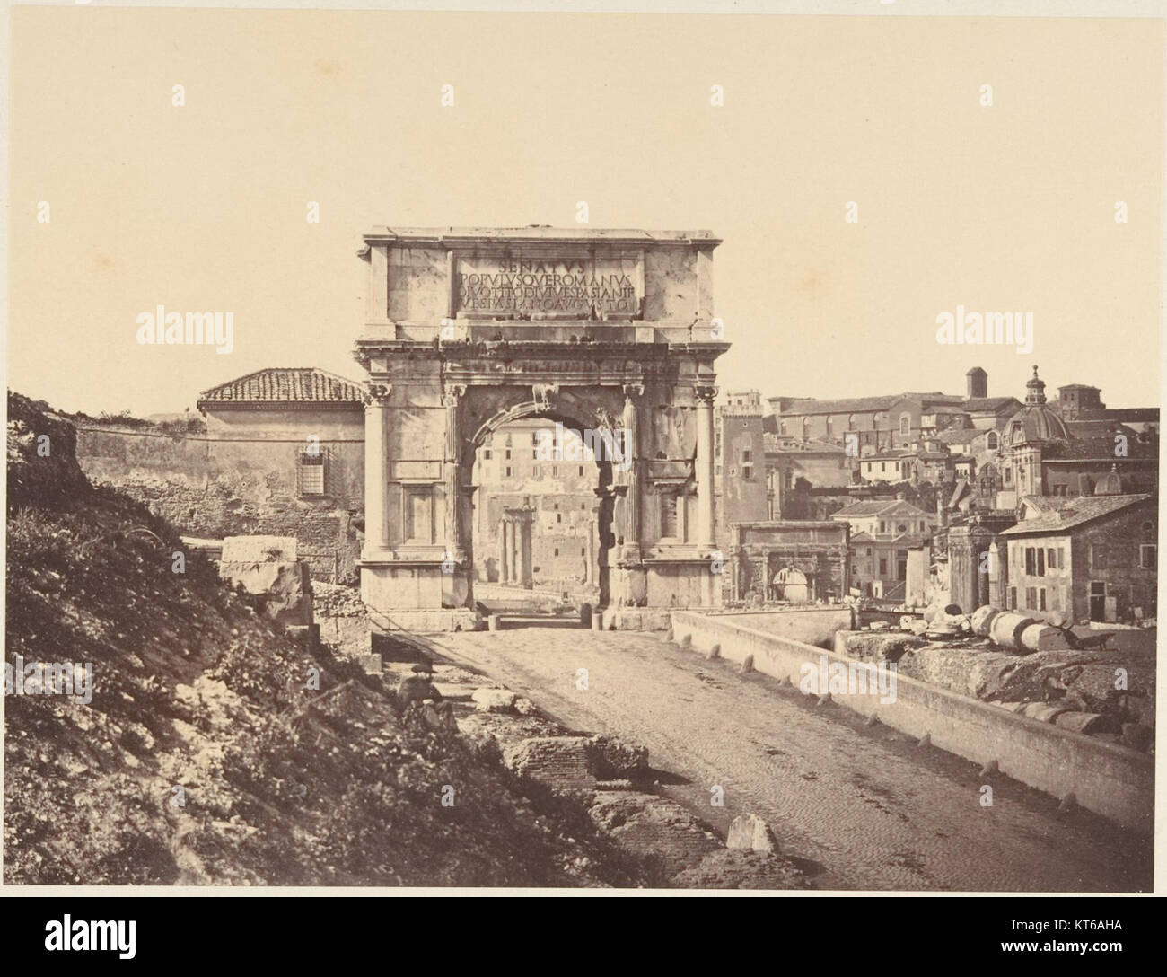 The Arch of Titus (Arco di Tito) in Rome is a monumental structure ...