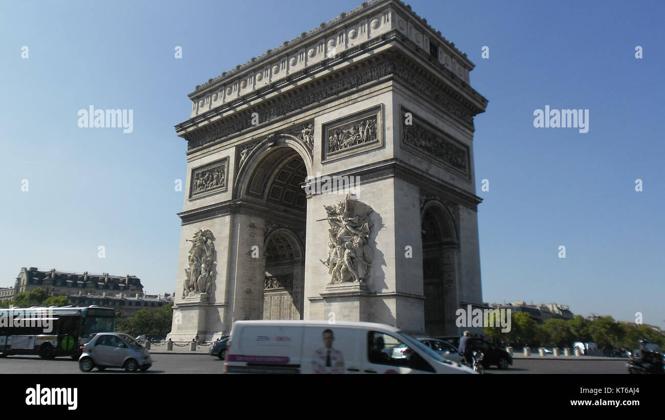 The Arco di Trionfo, or Arc de Triomphe, located in Paris, France, is a ...