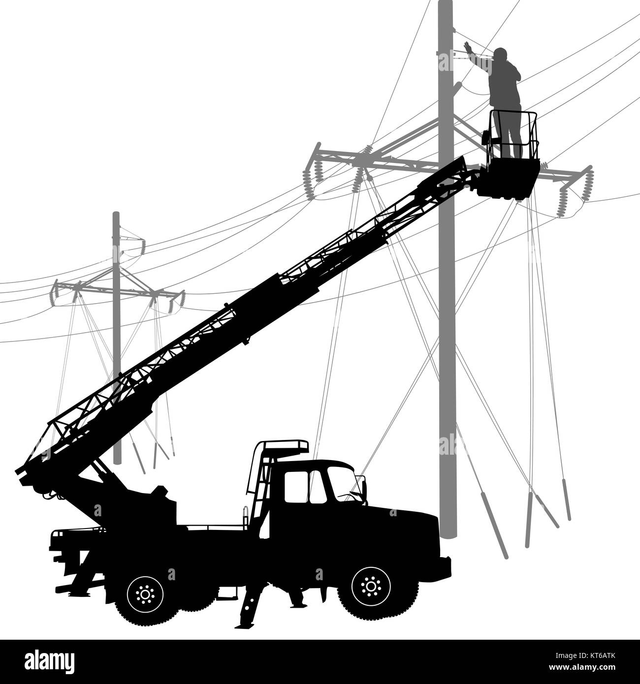 Power pole worker Black and White Stock Photos & Images - Alamy