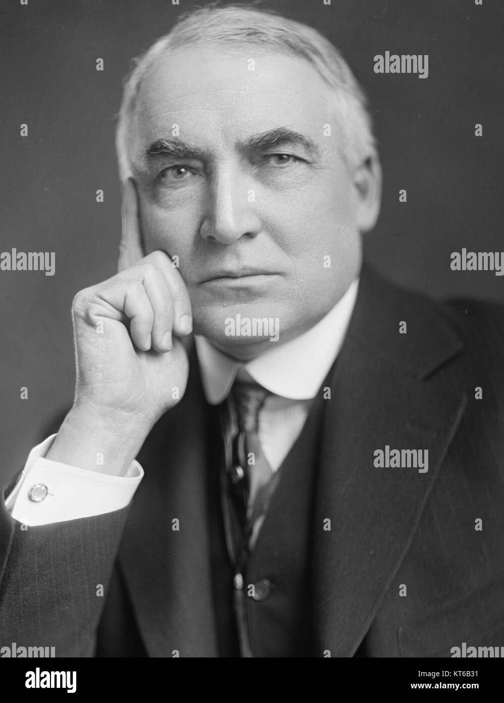 A cropped photograph of President Warren G. Harding, taken by the ...