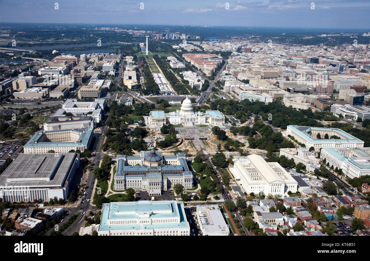 An aerial view of Washington, D.C., captured in 2007, showcasing the ...