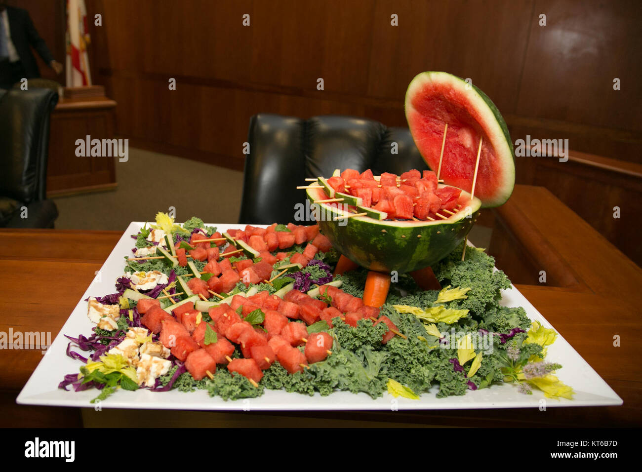 A beautifully arranged display of watermelons, showcasing intricate ...