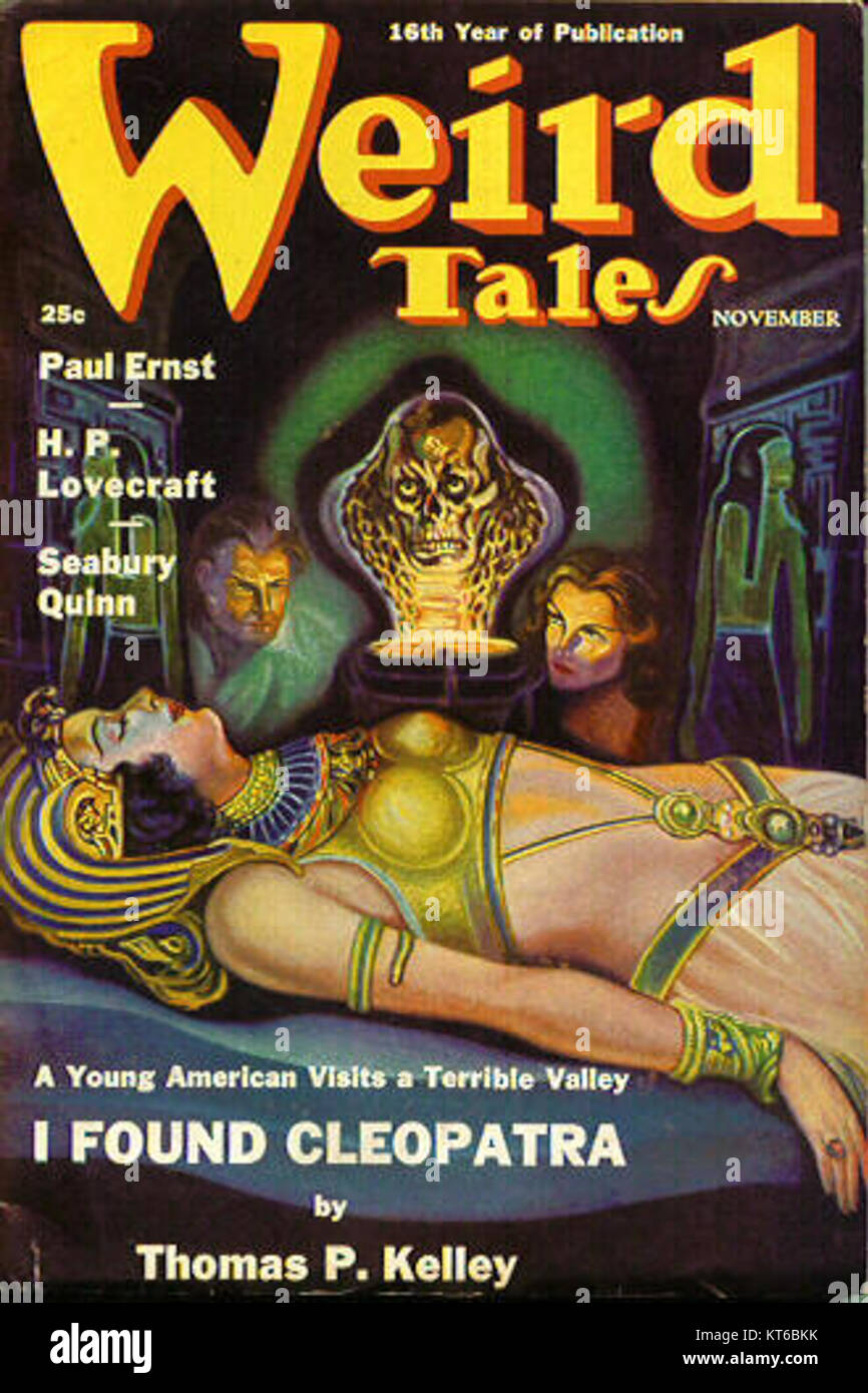 The November 1938 issue of Weird Tales, a famous pulp magazine, features speculative fiction and ...