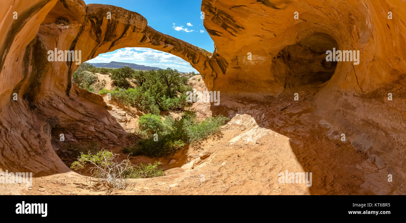 Uranium Arch in Moab, Utah. Panorama of both inside and outside the ...