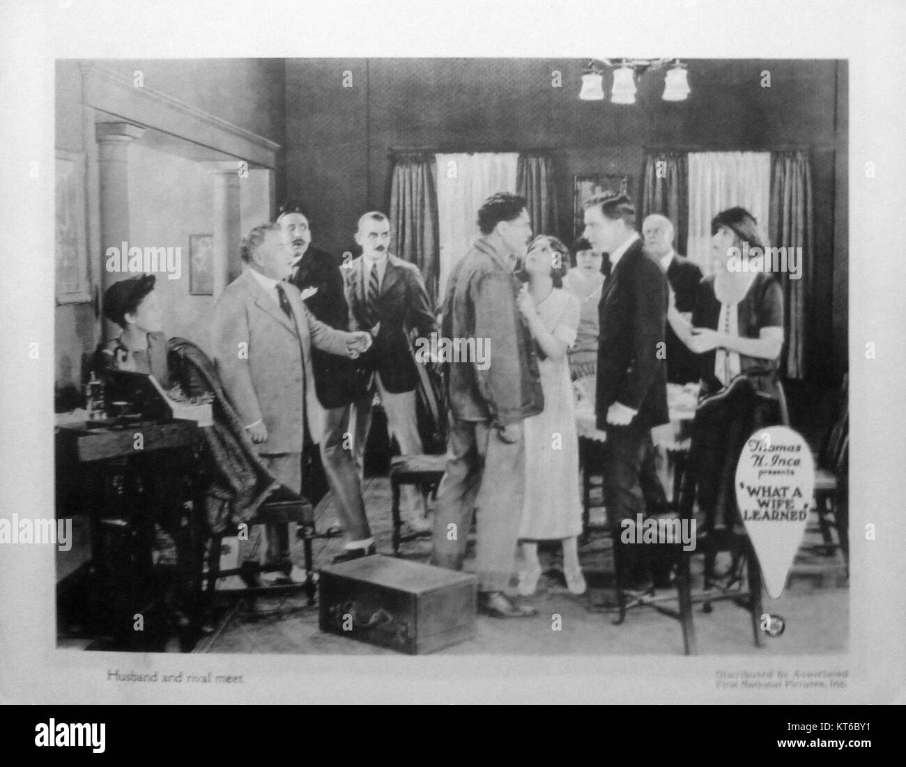 Lobby card for the 1920 film 'What a Wife Learned,' a silent comedy ...