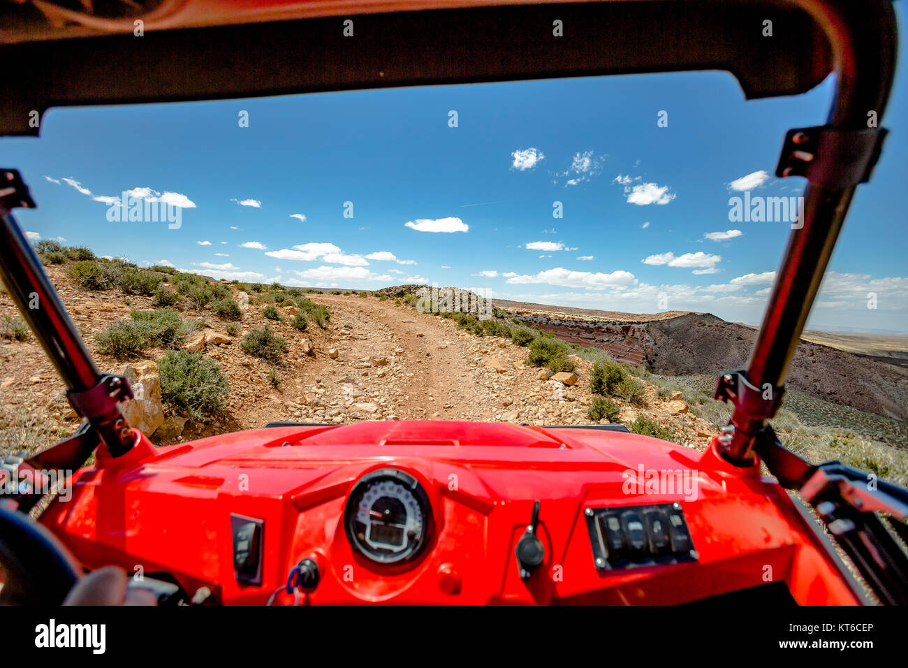 View from the inside of the off road vehicle White Rim Road Utah trails ...