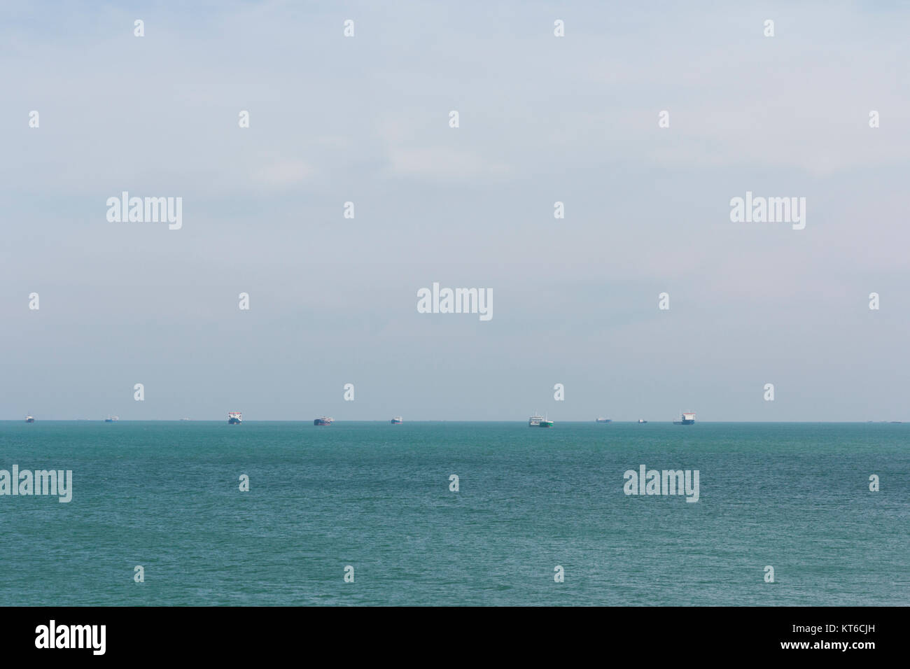 Lot of cargo ships in sea harbor Stock Photo - Alamy