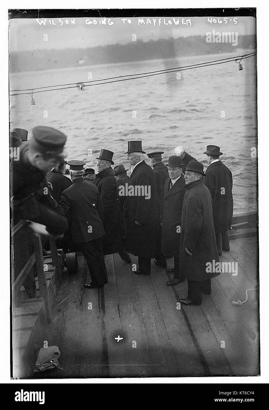 A historical photograph captures Wilson going to the Mayflower, likely ...