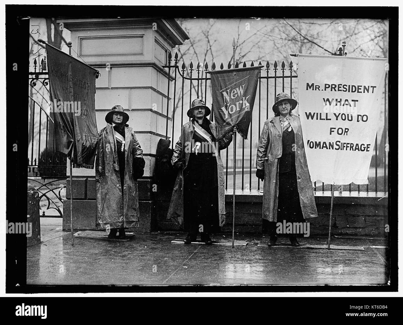 This image captures a woman suffrage picket parade, an important event ...