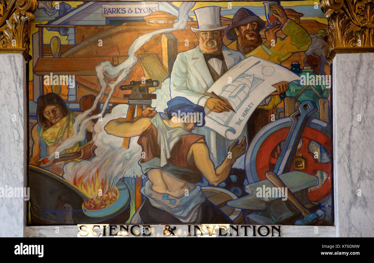 The WPA Mural at the Museum of Mobile, Alabama, is part of the Works ...