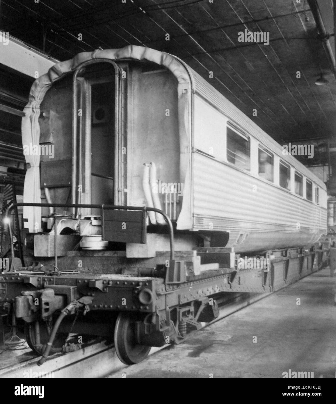 This historical image from 1935 shows a Zephyr coach being transported ...