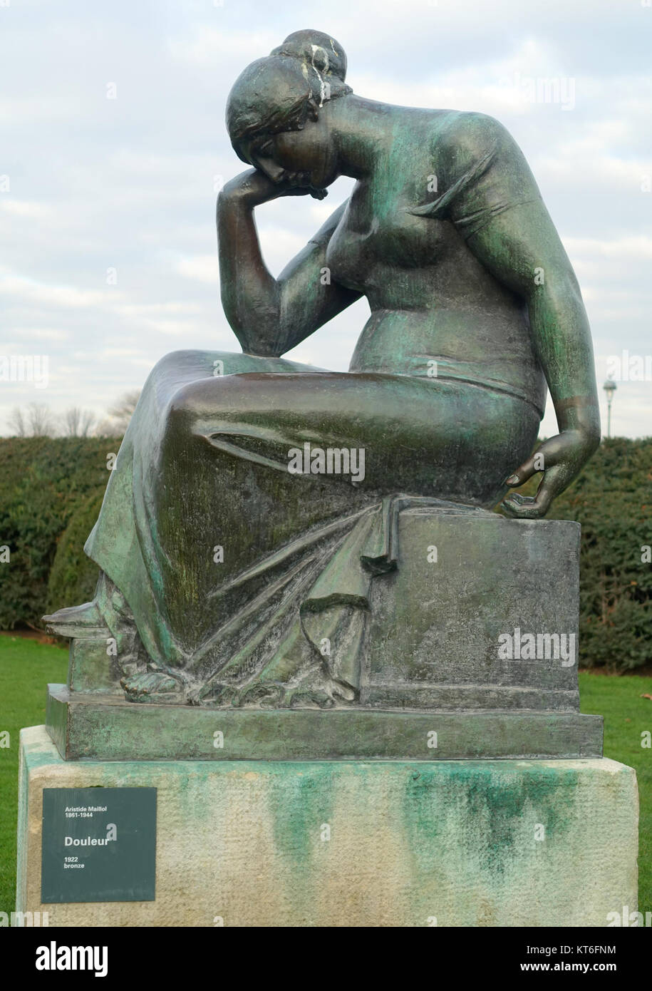 *La Douleur*, a bronze sculpture by Aristide Maillol, was created in 1922. The piece reflects ...
