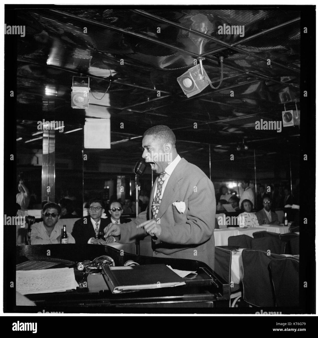 A portrait of jazz musician Dizzy Gillespie, taken in New York around ...