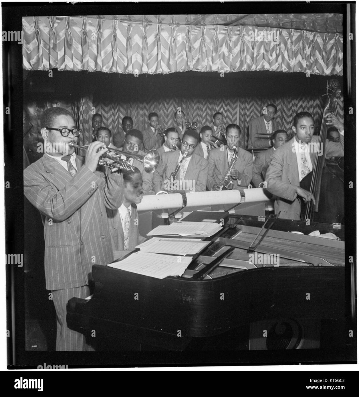 A portrait of notable jazz musicians, including Dizzy Gillespie, John ...