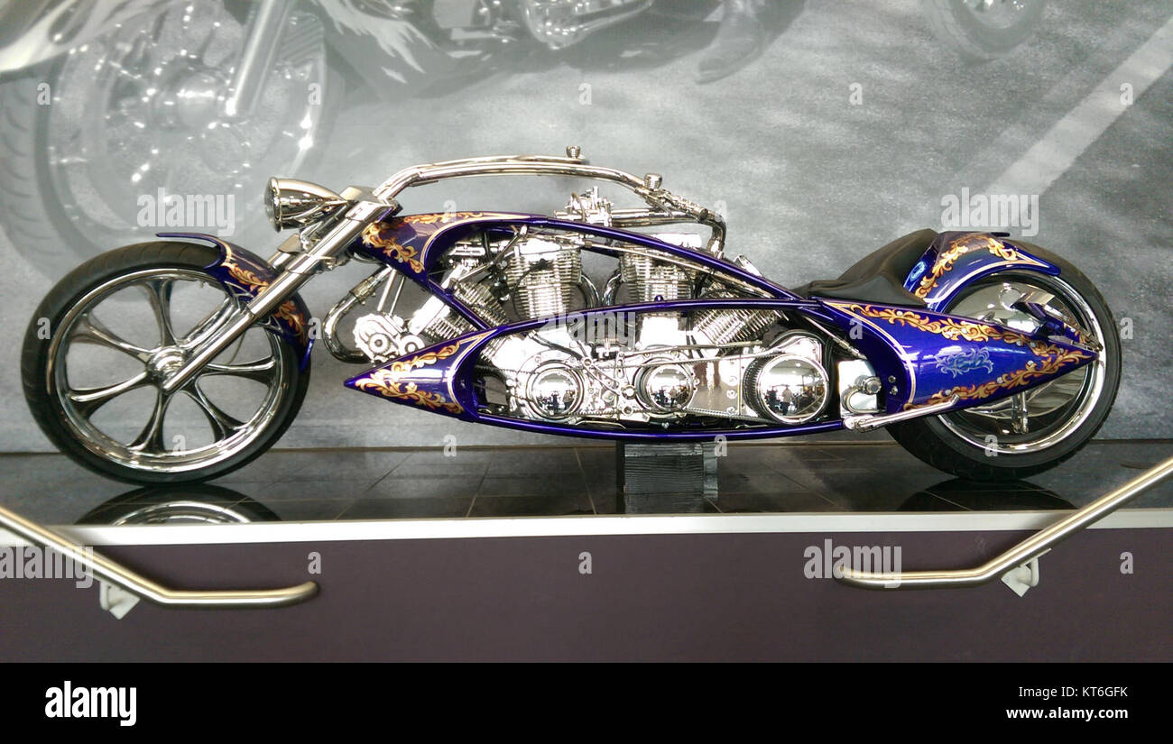 The Arlen Ness two-engine motorcycle is a custom-built bike featuring a ...