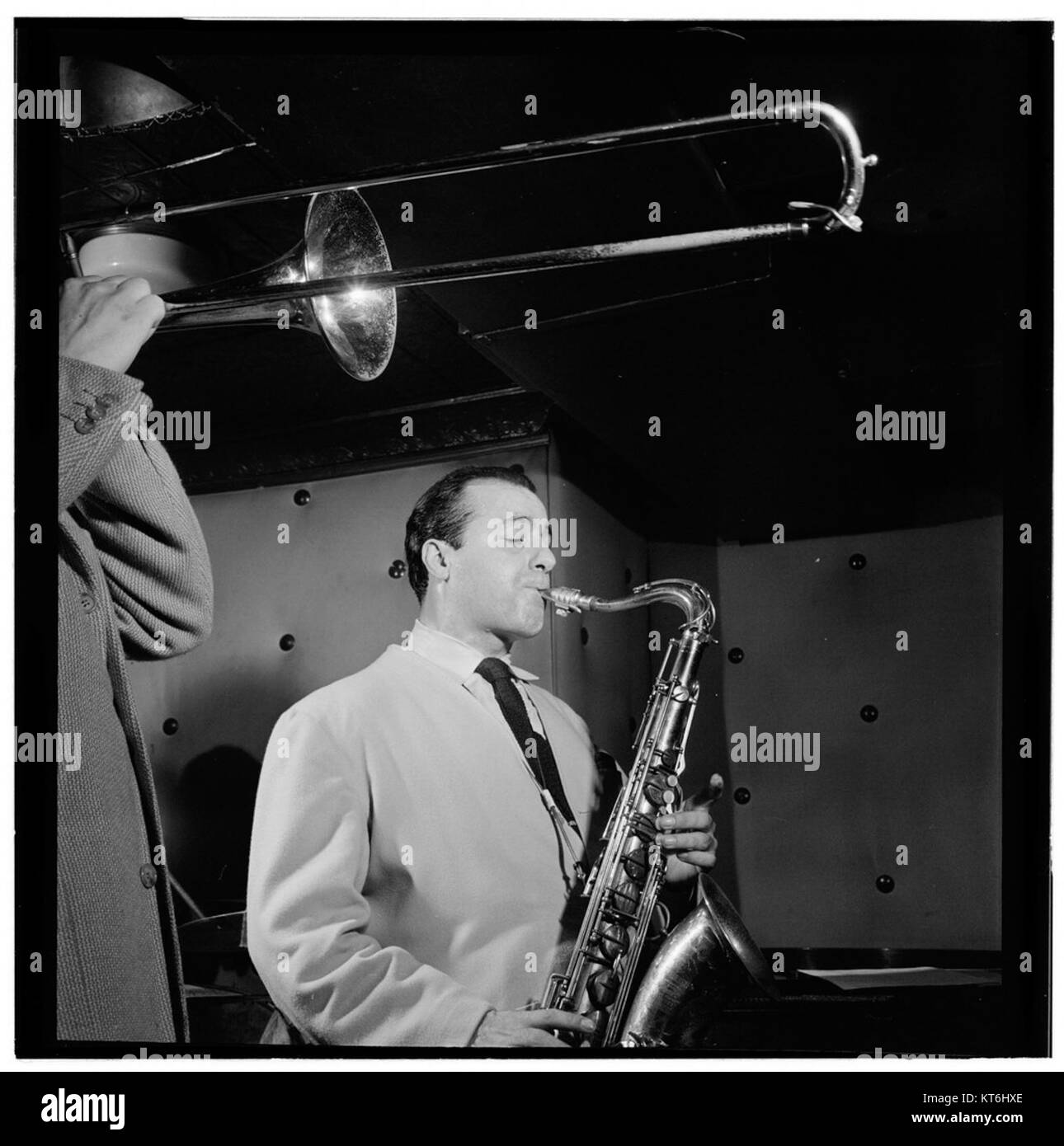 A portrait of jazz saxophonist Flip Phillips, taken at the Three Deuces ...