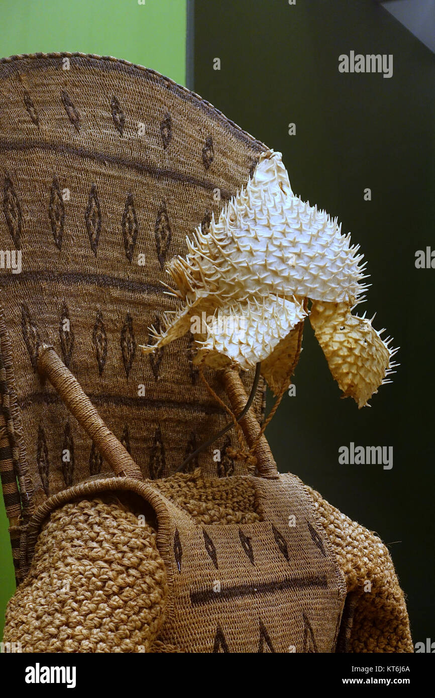 This armor, featuring a blowfish helmet, is from Kiribati and was ...