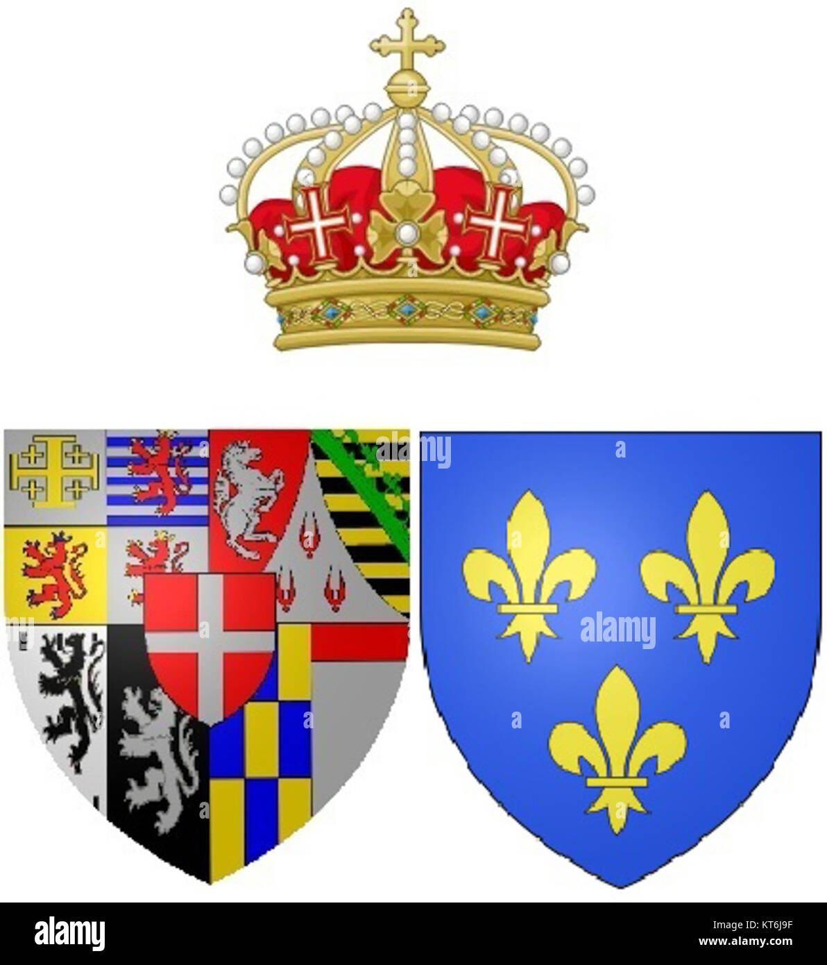 The Arms of Christine of France, Duchess of Savoy, depict the heraldic ...