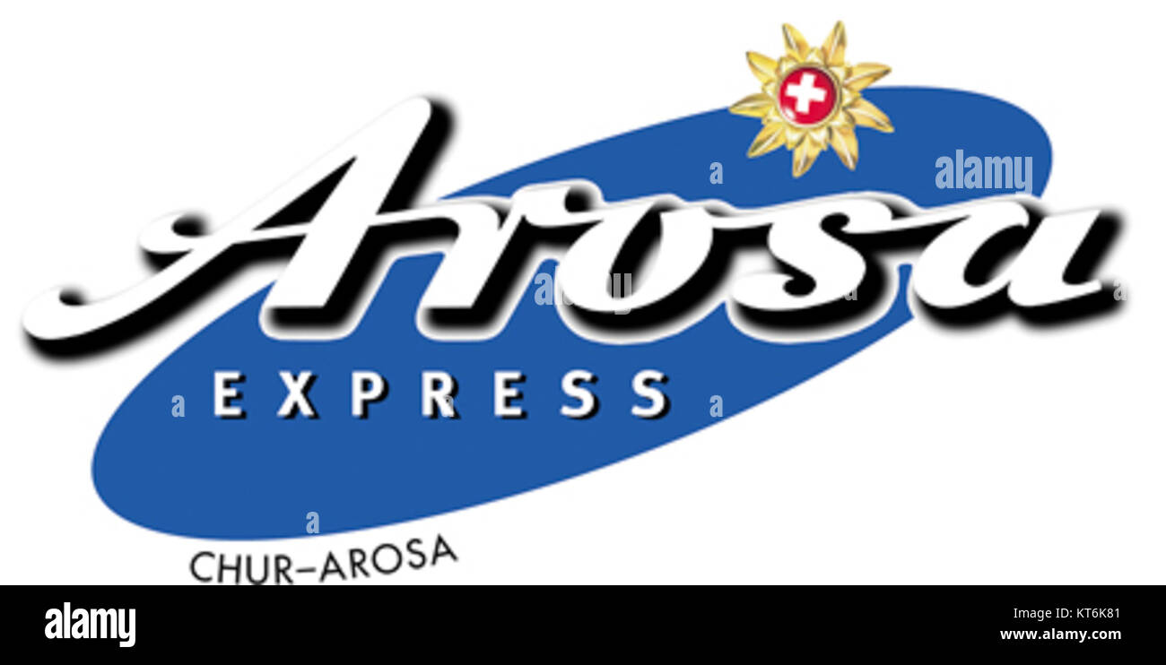 The ArosaExpress logo represents the Swiss scenic train that runs ...