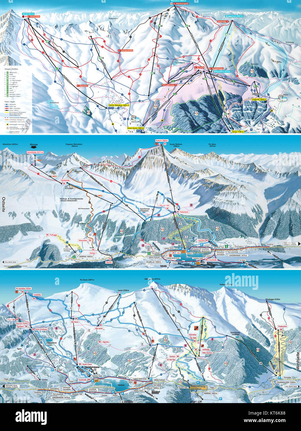 This map shows the Arosa-Lenzerheide ski resort's slopes and runs ...