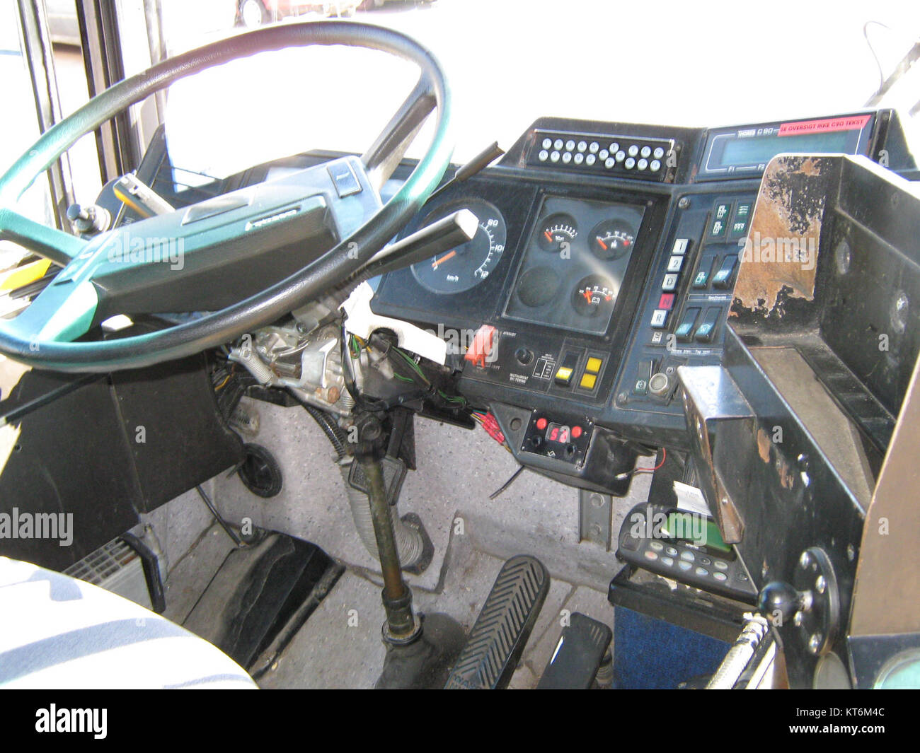 The Arriva 1746, a Volvo B10BLE bus, is depicted in its driverâ€™s seat ...