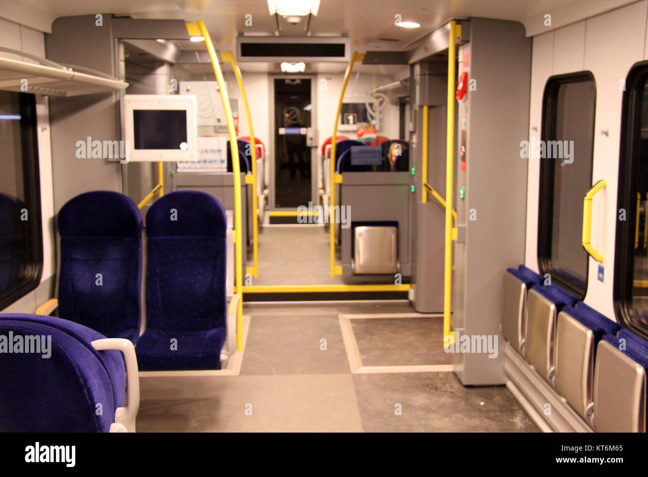 This image shows the interior of a 2nd class compartment in the Arriva ...