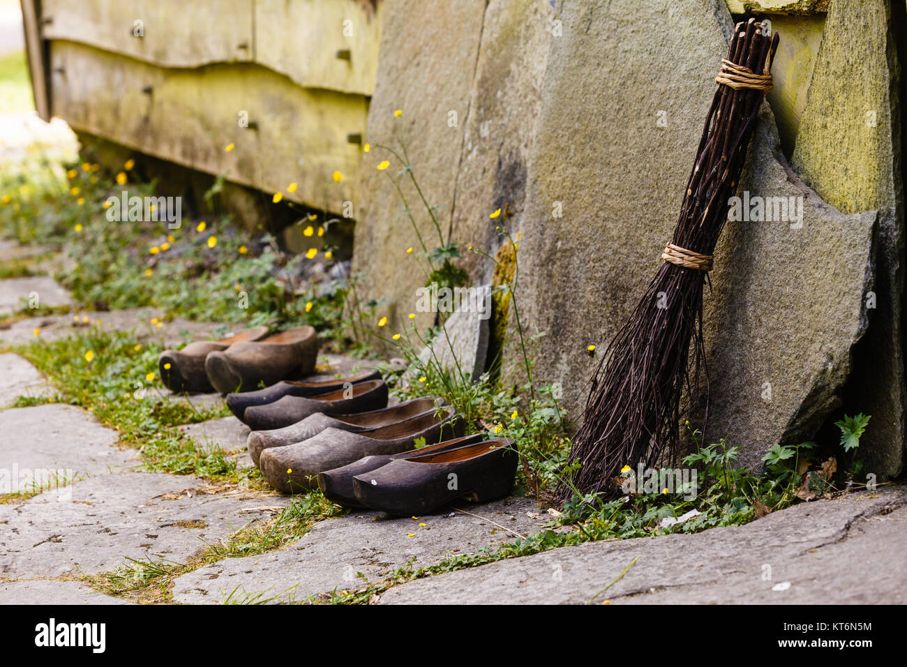 Regional tradition and culture, handmade concept. Wooden dutch shoes ...