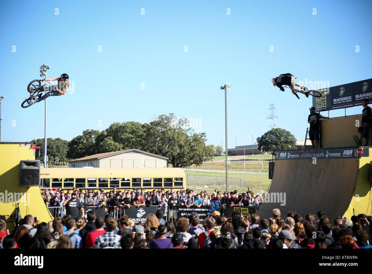 Professional BMX riders perform during the ASA tour at Alvarado High ...
