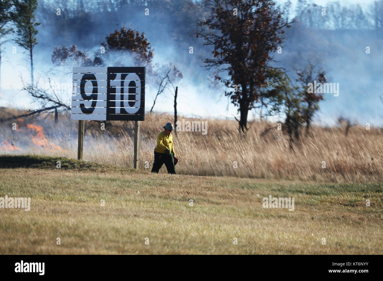 Post personnel oversee a prescribed burn Nov. 30, 2017, at Range 100 on ...