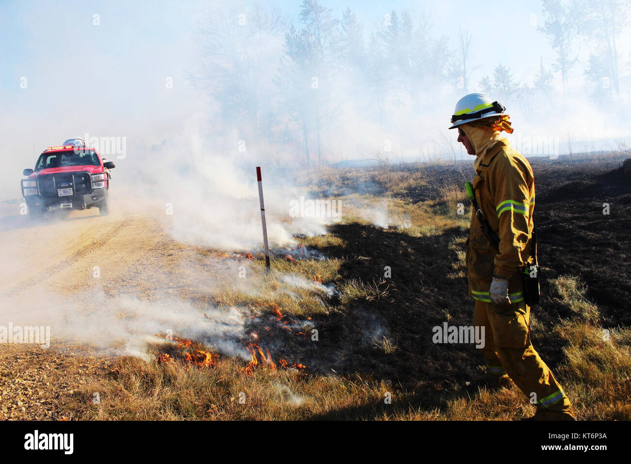 Firefighter Forrest Lefler oversees a prescribed burn Nov. 30, 2017, at ...