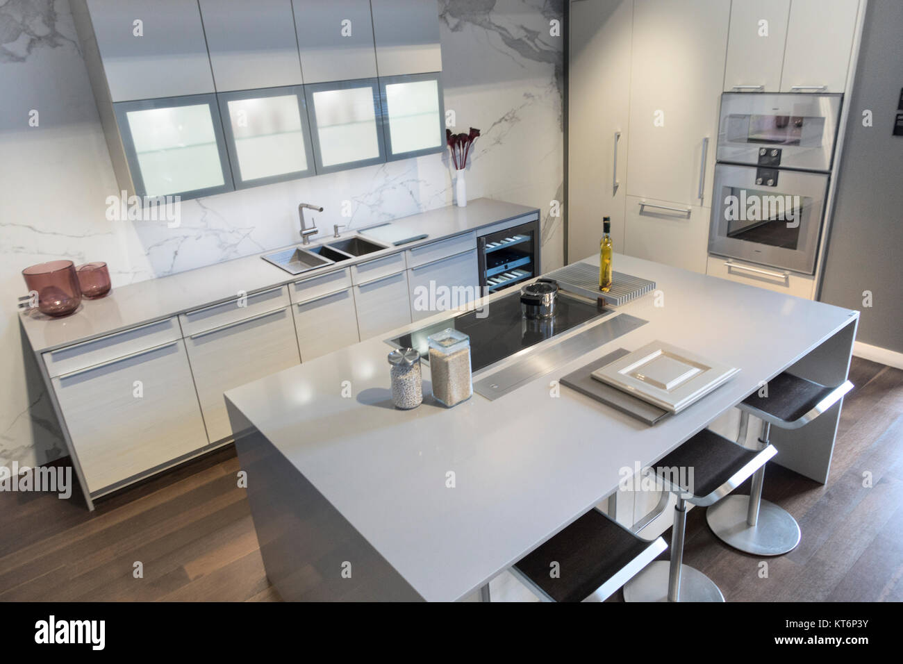 contemporary kitchen open space high angle Stock Photo - Alamy