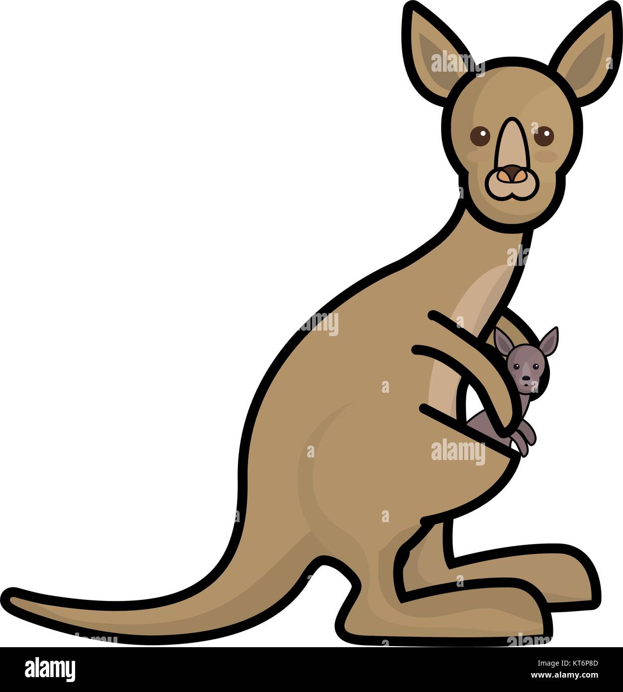 mother and baby kangaroo vector illustration Stock Vector Image & Art ...