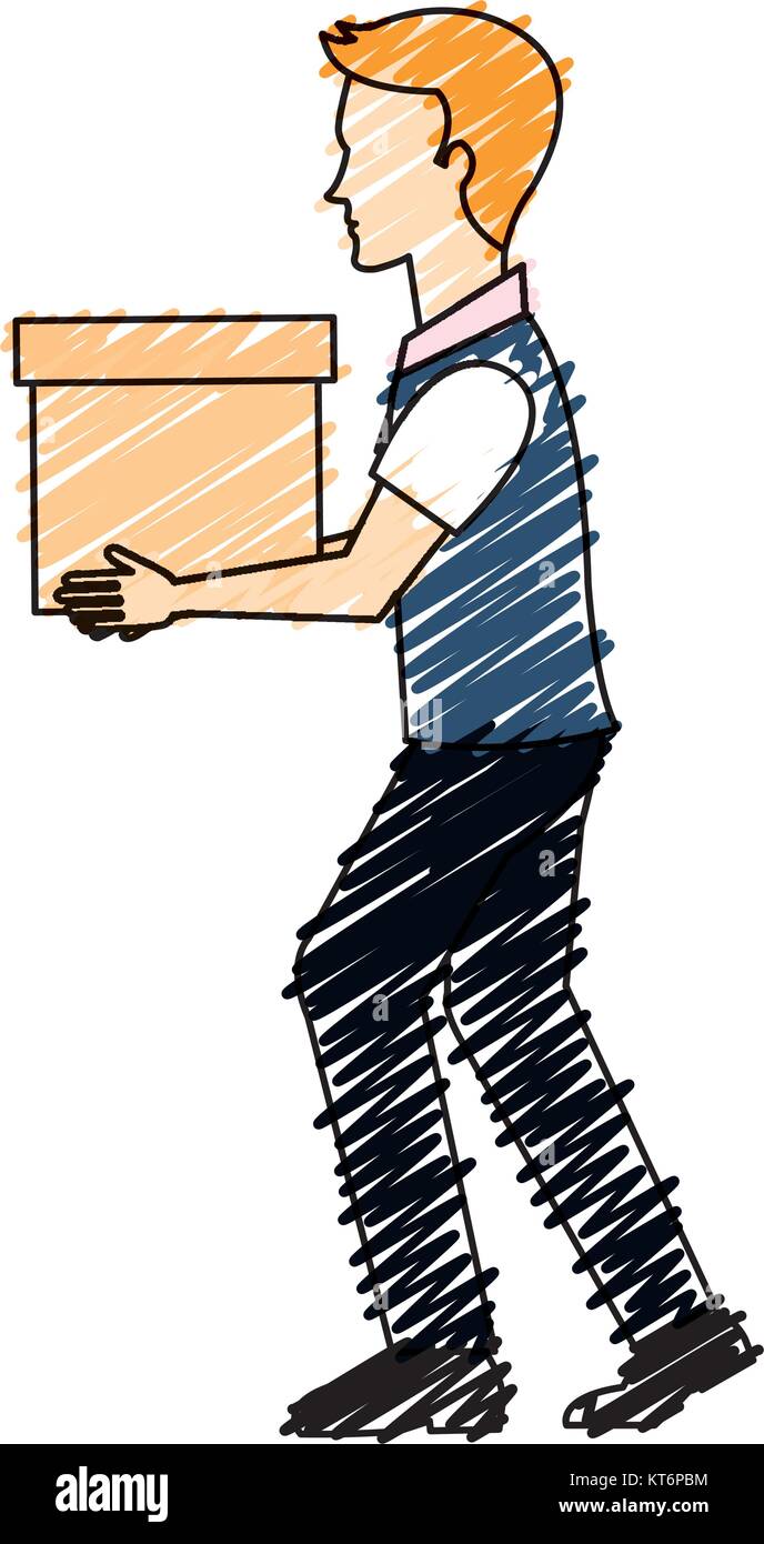 man with carton box packing icon vector illustration design Stock ...