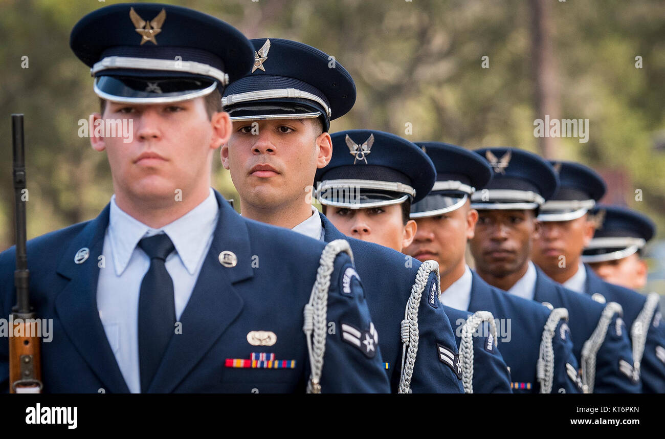 Airmen assigned to the rifle team march in during the Team Eglin Honor ...