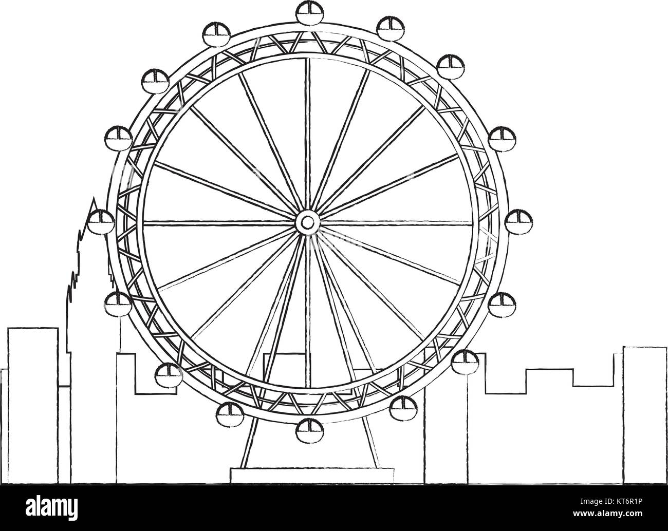 ferris wheel icon image vector illustration design black sketch line ...