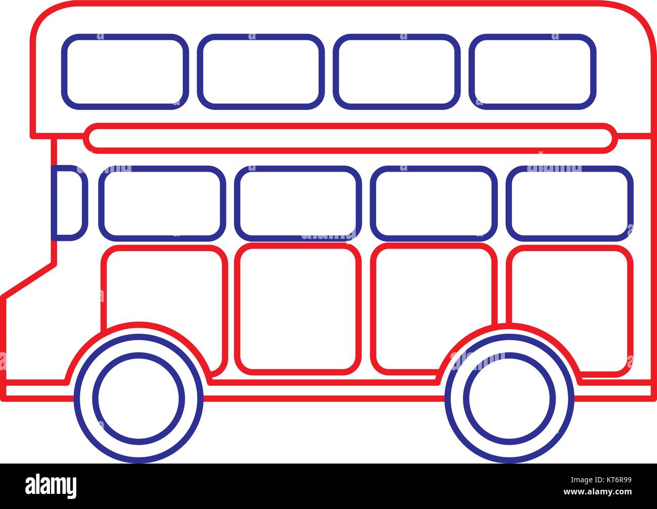 bus double deck icon image vector illustration design blue red line ...