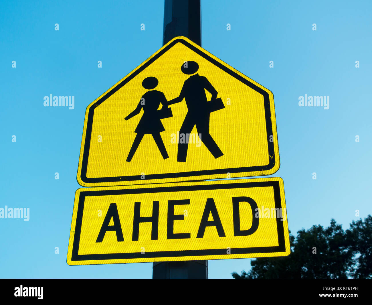 sign ison of man woman walking and word reading ahead Stock Photo - Alamy
