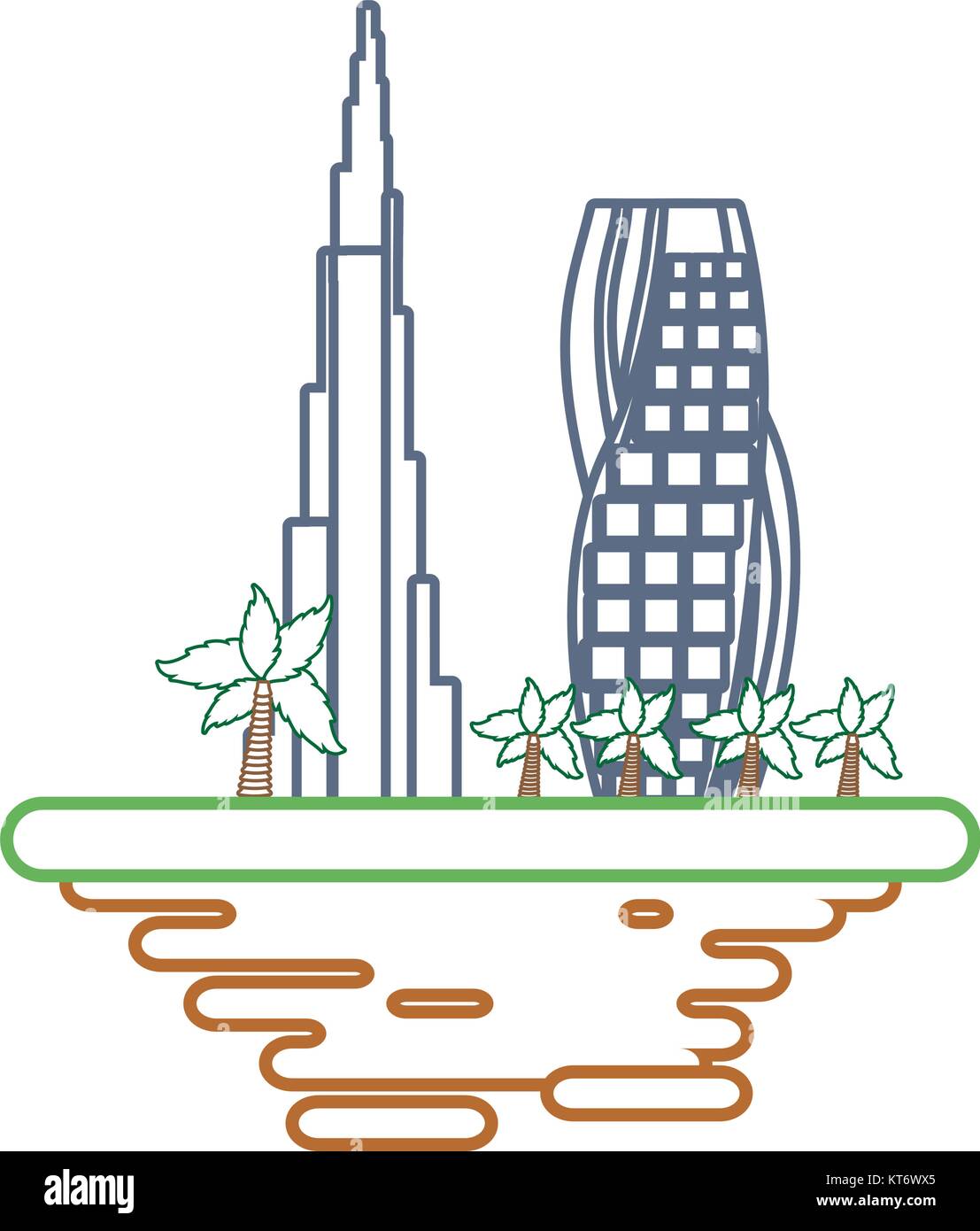 dubai cityscape cartoon neon lines Stock Vector Image & Art - Alamy
