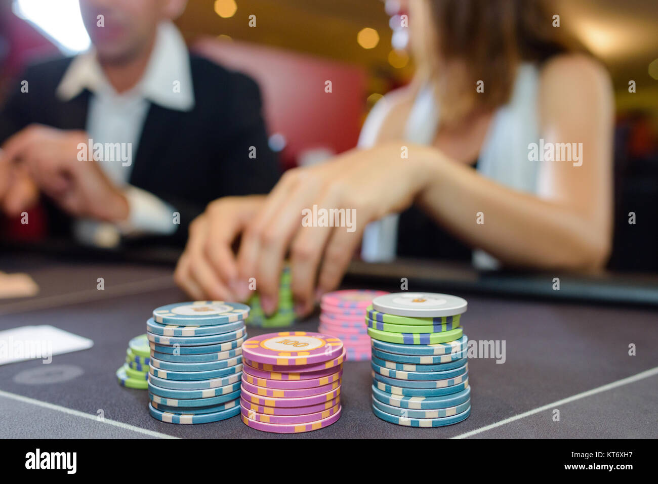 casino chips and dollar bills on the poker table Stock Photo - Alamy