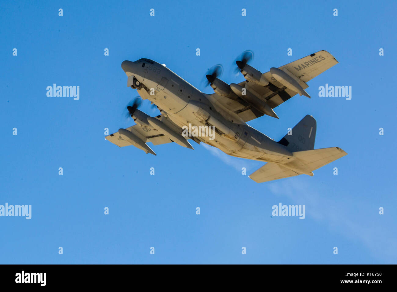 A U.S. Marine Corps KC-130J Hercules aircraft with Marine Aerial ...
