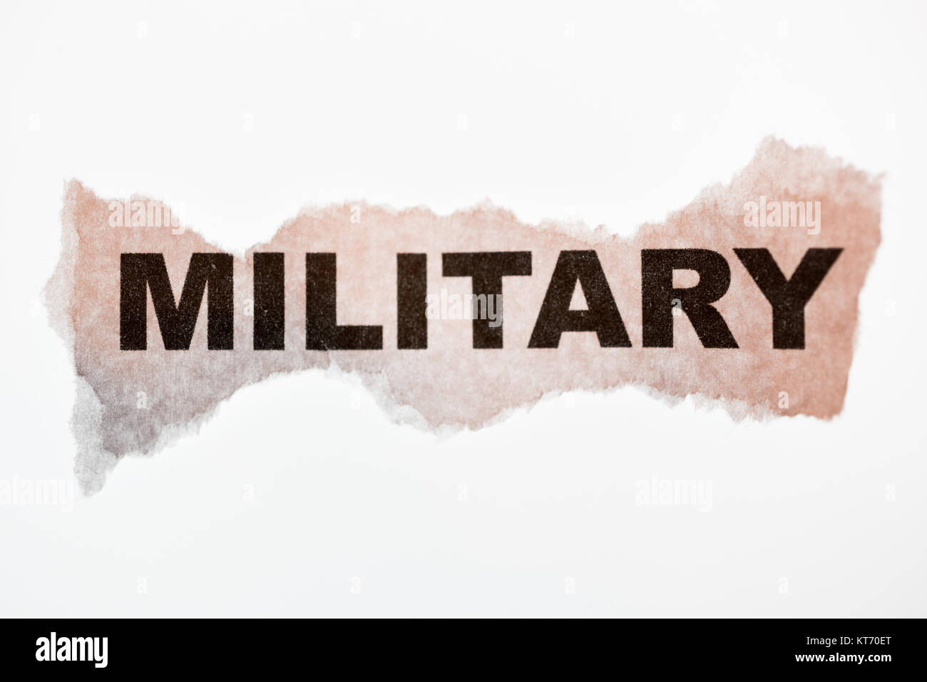 The word Military typed on old torn paper isolated on white Stock Photo ...